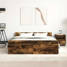 Rám postele s hlavovým a nožním čelem kouřový dub 140 x 190 cm 3203786