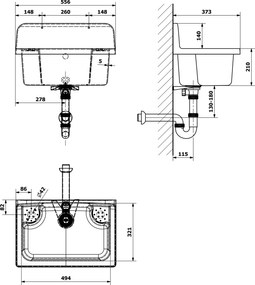 Aqualine PI5052 závěsná výlevka 55 x 37 cm
