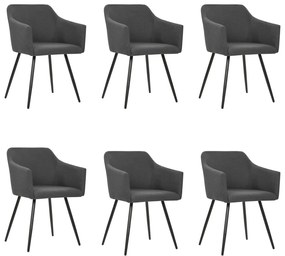 vidaXL Otočné jídelní židle 6 ks tmavě šedé textil