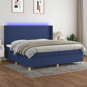 Box spring postel s matrací a LED modrá 200x200 cm textil 3138747