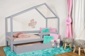 MAXIDO Dětská postel domeček Dita s přistýlkou 200x90 šedá
