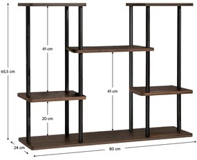 Kondela Kovový stojan na květiny, černá/rustikální dřevo, LEDER