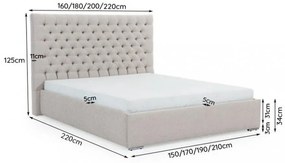 Elegantní čalouněná postel FEATHER 200x200 cm Grace 3 Ano přidat pufu