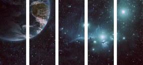 5-dílný obraz planeta ve vesmíru - 200x100 cm
