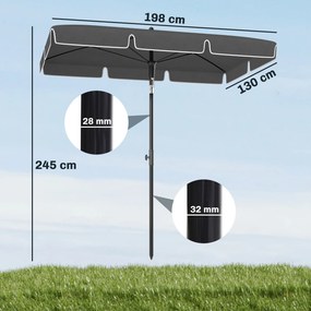 Outsunny slunečník plážový slunečník zahradní slunečník slunečník balkonový slunečník ochrana proti slunci skládací šedý | Aosom