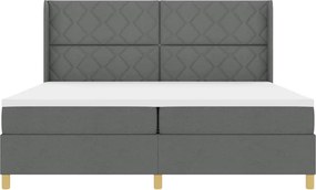 Postel s boxspringem s čelo Tmavě šedá 200 x 200 cm textil 3341918