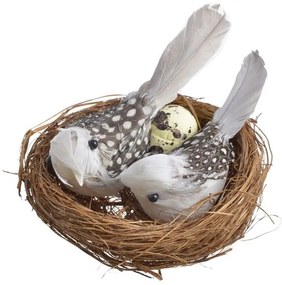 Dekorační hnízdo s ptáčky a vajíčkem