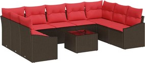Set pohovek 10 ks Hnědá polyratan 3346894