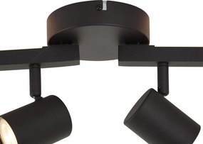 Moderní černé stropní bodové svítidlo se 6 světly GU10 50mm s podsvícením a 3-polohovým vypínačem - Back Up