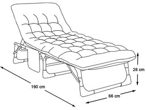 Skládací kempingová postel s nastavitelnou opěrkou hlavy a matrací ve 2 barvách