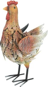 Zahradní kovová figurka Hen, 34 cm, hnědá