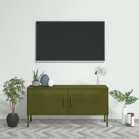 TV skříňka olivově zelená 105 x 35 x 50 cm ocel 336225
