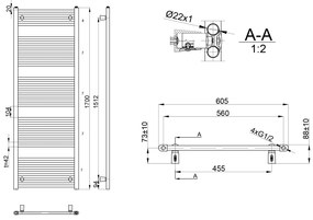 Aqualine DIRECT otopné těleso s bočním připojením 600x1700 mm, 914 W, bílá ILR66E