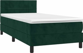 Box spring postel s matrací a LED tmavě zelená 80x200 cm samet 3134372