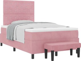 Postel s boxspringem s čelo Růžová 190 x 120 cm samet 3344437