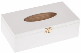 FK Dřevěná krabička na kapesníky se sponou - 26x14x8 cm, Bílá