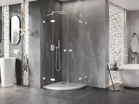 Mexen Lunar, půlkruhový výklopný sprchový kout 100 x 100 cm, 8mm čiré sklo, bílý profil, 833-100L-100P-20-00