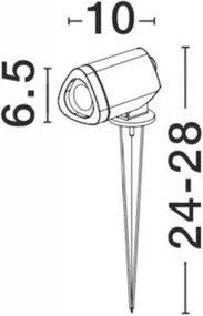 NV 9010005 Venkovní svítidlo s bodcem INSIDE černý hliník a sklo LED 7W 3000K 220-240V 24st. IP65 - NOVA LUCE