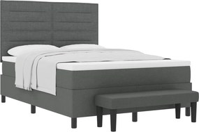 Postel s boxspringem s čelo Tmavě šedá 140 x 200 cm textil 3343996