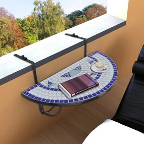Závěsný stolek na balkon modrý a bílý mozaika - Default Title