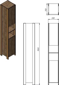 Lavedo Bronx Wotan Oak 190 vysoká skříňka do koupelny s košem