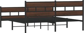 Kovový rám postele bez matrace hnědý dub 183 x 213 cm 3308479