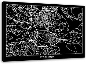 Obraz na plátně Mapa města Stockholm - 60x40 cm
