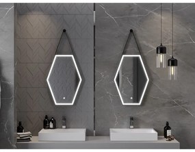 Mexen Orla podsvícené koupelnové zrcadlo 50 x 70 cm, LED 6000K, ventilátor, Černá rama - 9815-050-070-611-70