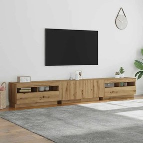 TV stolek s LED dub artisan 260x35x40 cm kompozitní dřevo 3329168