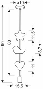 Dětský lustr na lanku TRIO 1xE27/20W/230V růžová/bílá
