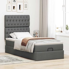 Osmanský rám postele s matrací tmavě šedá 90x190cm textil 3313203