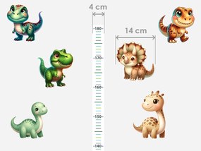 Dětský metr dinosauříci textilní přelepitelné samolepky na zeď výška 160 cm