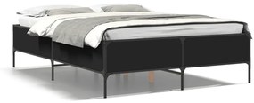 Rám postele černý 135 x 190 cm kompozitní dřevo a kov