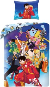Ložní povlečení z mikrovlákna One Piece – motiv Luffy a posádka Straw Hat - 70x90 cm + 140x200 cm
