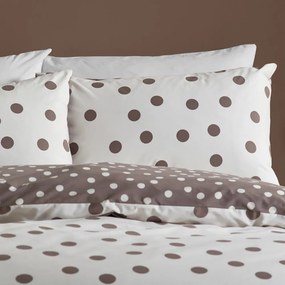 Bílé/tmavě hnědé povlečení na dvoulůžko 200x200 cm Polka Dot – Catherine Lansfield