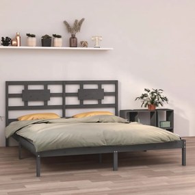 Rám postele šedý masivní dřevo 200 x 200 cm,  3105687