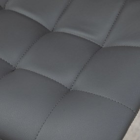 HOMCOM Sada 2 barových židlí z imitace kůže s opěradlem, otočné kuchyňské a obývací židle s opěrkou nohou, 42x45x89-110cm, Šedé