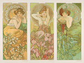 Obrazová reprodukce Topaz, Amethyst & Emerald (Three Beautiful Art Nouveau Ladies) - Alphonse / Alfons Mucha, (40 x 30 cm)