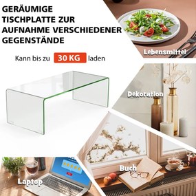 Costway Konferenční stolek skleněný ve tvaru U z tvrzeného – 108 × 50 × 35 cm