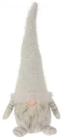 Vánoční skřítek s dlouhou chlupatou čepicí - bílý 49 cm