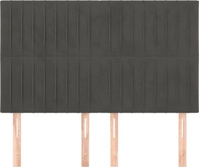 Čelo postele tmavě šedé 144x5x118/128 cm sametové 3116619