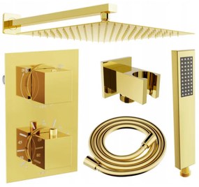 Mexen Cube DR02 podomítkový sprchový set z dešťová specha 25 cm, Zlatá - 77502DR0225-50