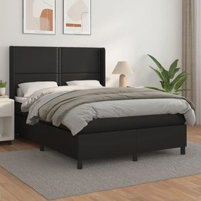 Box spring postel s matrací černá 140x200 cm umělá kůže,  3132441