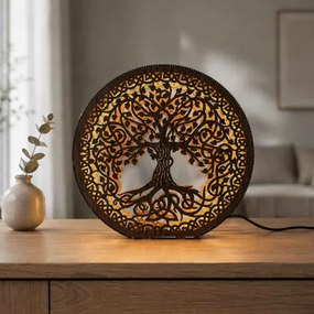 LED lampa Strom života s keltským uzlem | Dřevěná dekorace| SENTOP LED0597