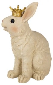 Dekorativní soška králíka se zlatou korunkou – 16x13x23 cm