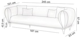 Hanah Home Třímístná pohovka MEBLON antracit 867UNQ1549