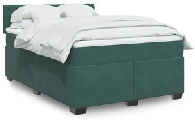 Box spring postel s matrací tmavě zelená 160x200 cm samet 3288663