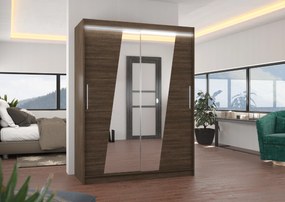 ADRK Furniture Posuvná skříň se zrcadlem a LED osvětlením BOLTON 150 ADRK-SW-GIL-W-150