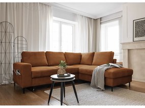 Oranžovohnědá manšestrová rozkládací rohová pohovka (pravý roh) Lofty Lilly – Miuform