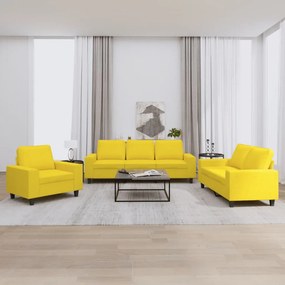 3dílná sedací souprava světle žlutá textil 3201871